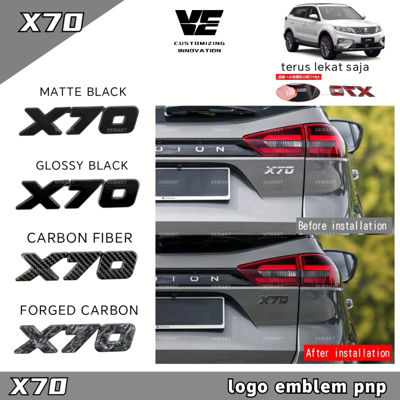 Vemart proton x70 car logo emblem cover accessories terus lekat ...