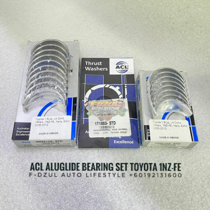 ACL Aluglide Bearing Set Toyota 1NZ-FE ( Main Bearing Lock Key Type ...