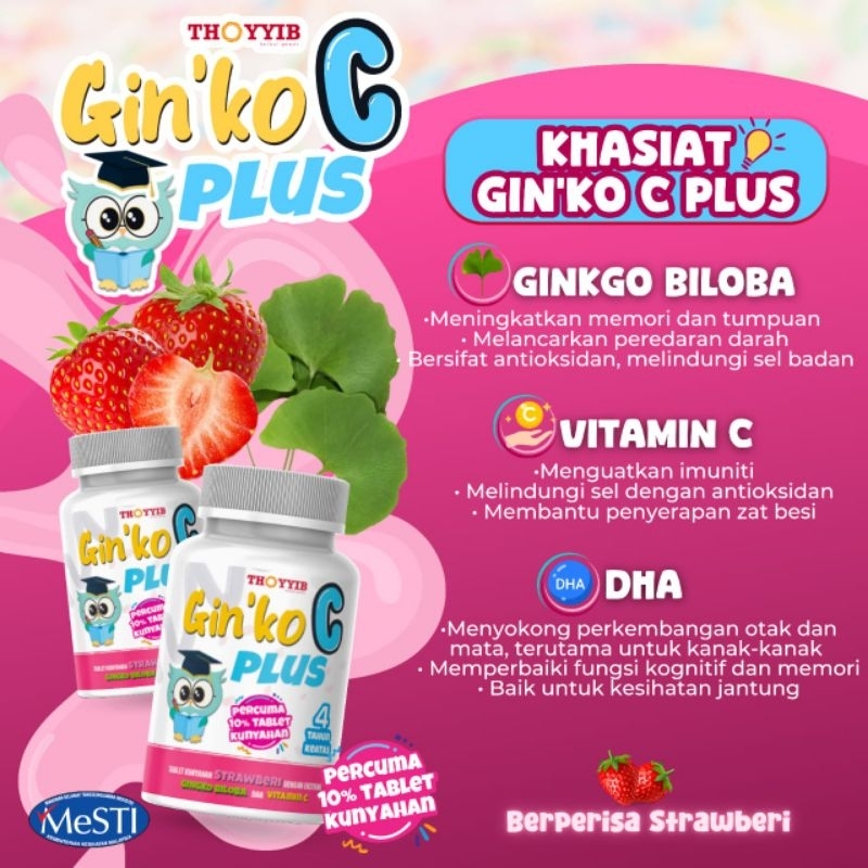 Ready Stock Ginko C Plus Vitamin Minda Kanak-kanak 60 Tablet, Fokus ...