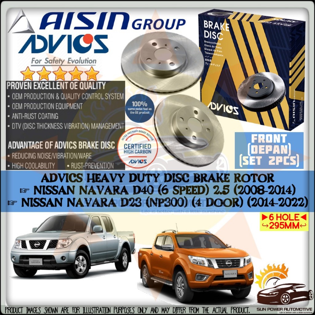 AISIN ADVICS Heavy Duty Nissan Navara D40 / D23 NP300 (2004-2022) Brake ...