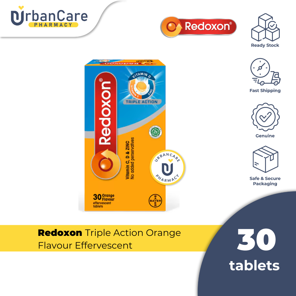 Redoxon Triple Action Effervescent Tablets (Orange flavour) 30s ...