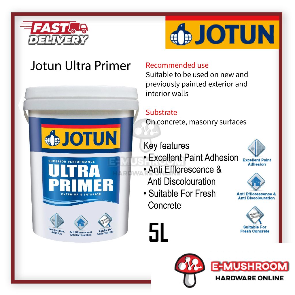 5L Jotun Paint Ultra Primer Wall Sealer / Undercoat Dinding Sesuai Cat ...