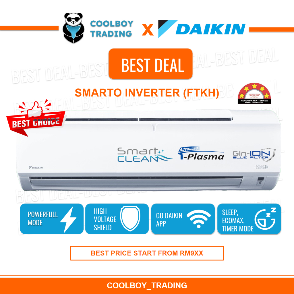 DAIKIN Smarto Premium Inverter Air Conditioner FTKH R32 1HP, 1.5HP, 2HP ...