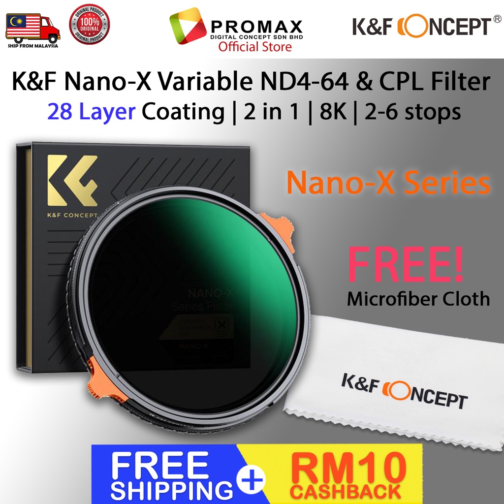 K&F Nano-X Variable ND4-64 & CPL Filter 28 Layer Coating 2 in 1 8K 2-6 stops | Shopee Malaysia