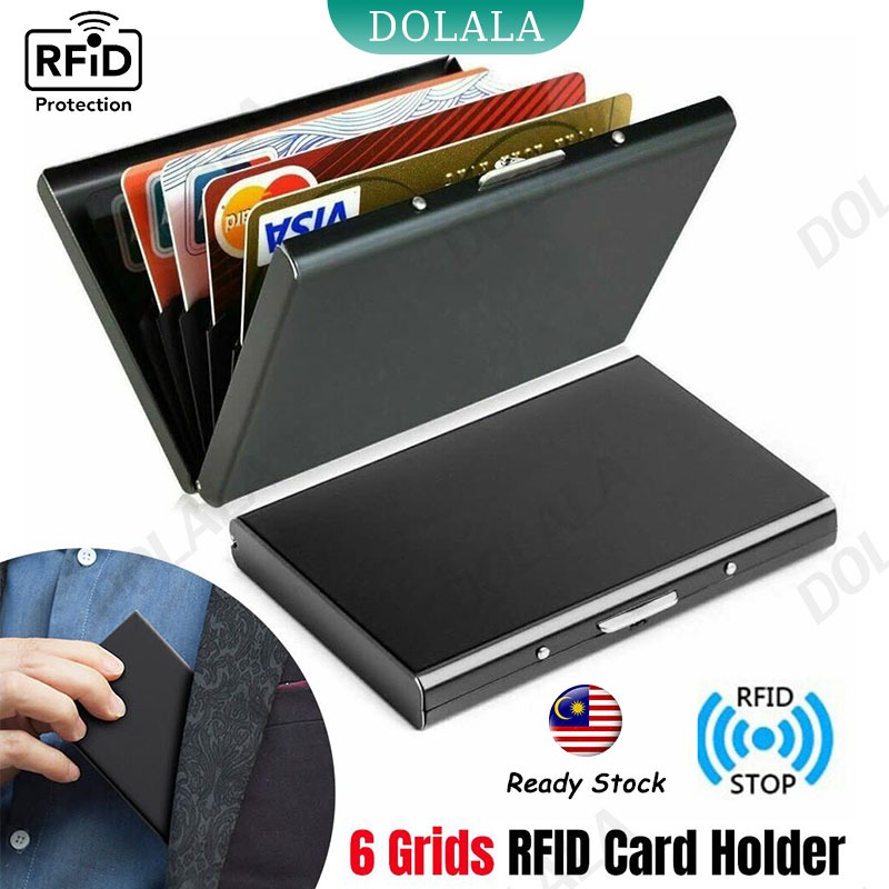 Metal Card Holder Stainless Steel Card Box RFID Blocking Business ...