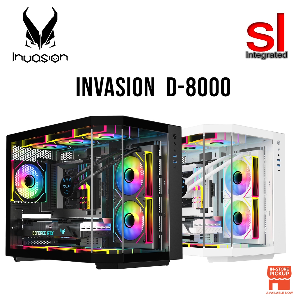 Invasion D-8000 Tempered Glass M-ATX Gaming Case - Black/White | Shopee ...