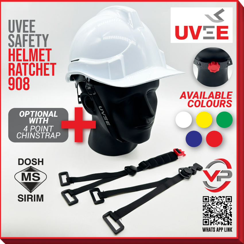 UVEE 908 SAFETY HELMET RATCHET LOCK SIRIM APPROVED/HEAD PROTECTION/TOPI ...