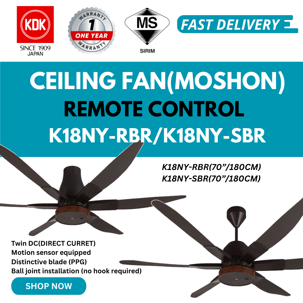KDK CEILING FAN WITH K18NY-RBR /K18NY-SBR 6 BLADES REMOTE CONTROL TWIN ...