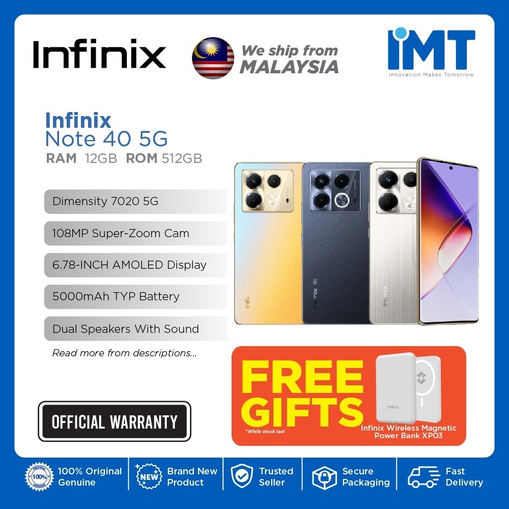 Infinix Note 40 5G Smartphone | Mediatek Dimensity 7020 | 6.78" AMOLED ...