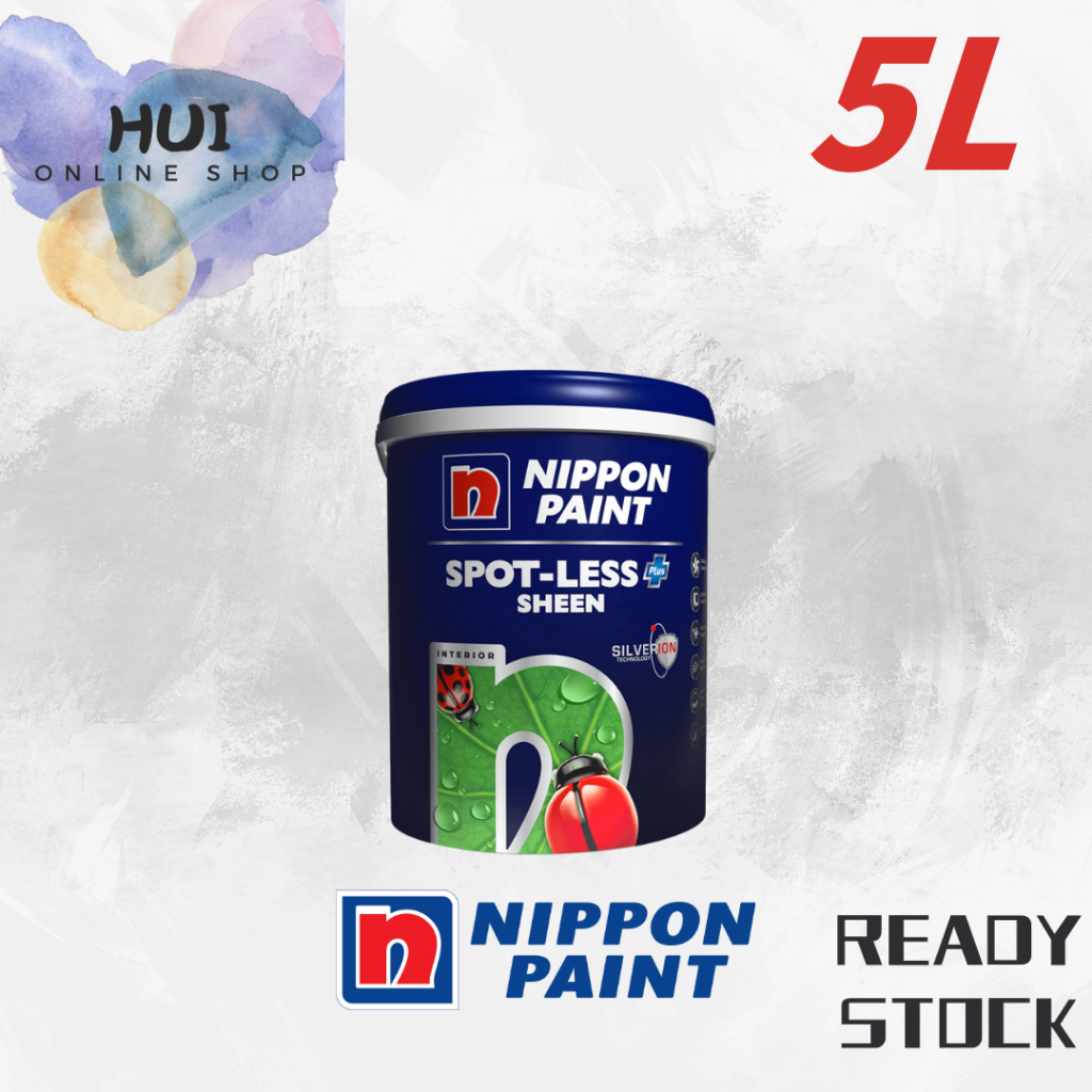 NIPPON PAINT Spot Less + sheen Anti Bacteria Emulsion 5L Interior Wall ...