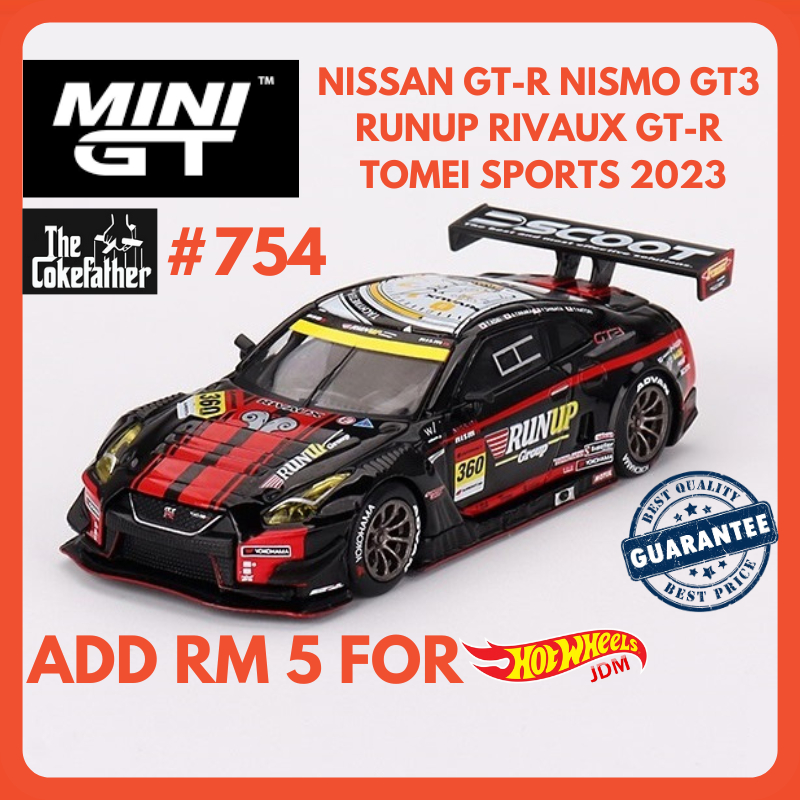 MINI GT 754 Nissan GT-R NISMO GT3 #360 RUNUP RIVAUX GT-R TOMEI SPORTS ...