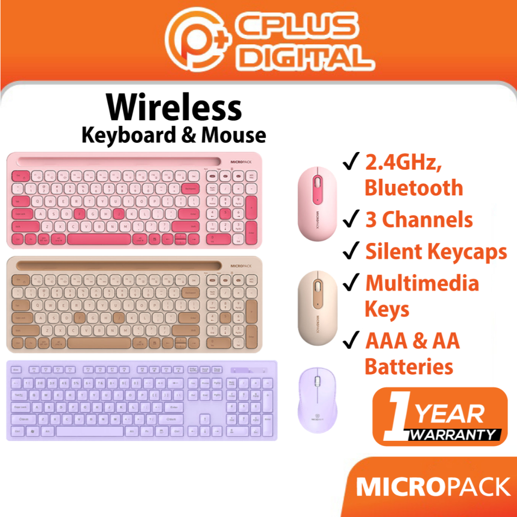 Micropack Wireless Keyboard Mouse 2.4GHz Bluetooth Silent 3 Channel ...