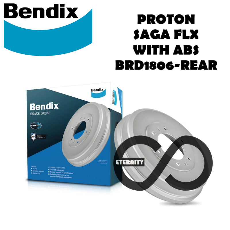 Original Bendix BRD1806 Rear Brake Drum - Proton Saga FLX SE 1.6 WITH ...