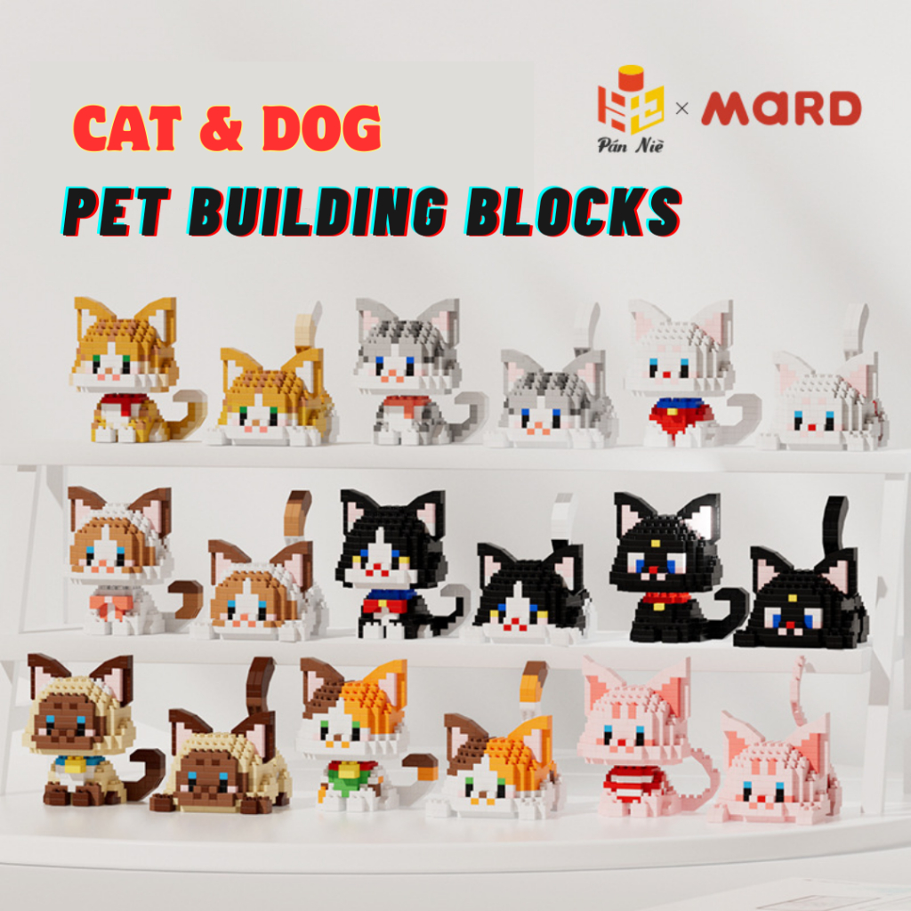 Pan Nie Mard Building Block Mekansm Cute Animal Cat Dog Pet Gift Brick ...