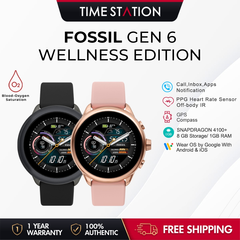 Fossil Smart Watch Gen 6 Wellness Edition Waterproof Microphone Speaker ...