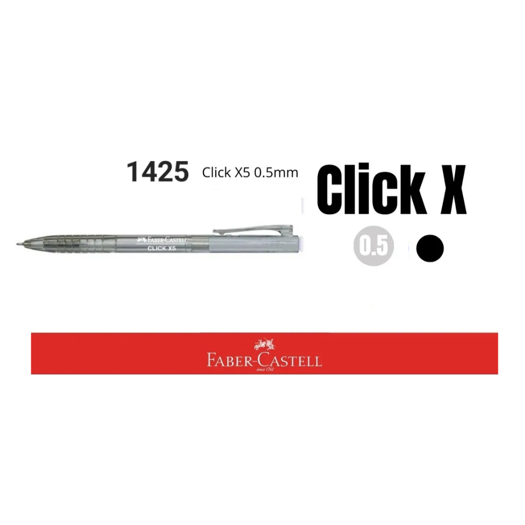 Faber Castell Click X Ball Pen Click X5 0.5mm 1425 (Black) | Shopee ...