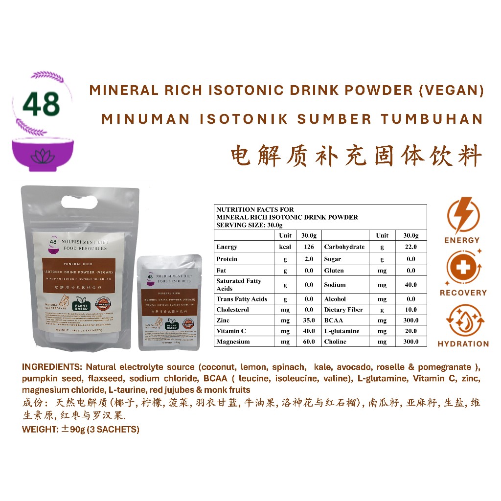 MINERAL RICH ISOTONIC DRINK POWDER (VEGAN) MINUMAN ISOTONIK SUMBER ...