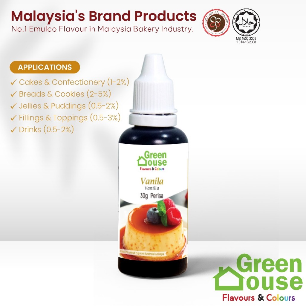Perisa Vanila Perisa Pewarna Makanan-30g Vanilla Flavour Essence Green ...