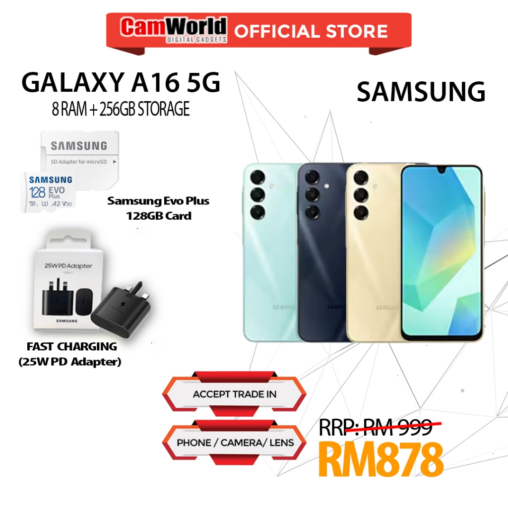 Samsung Galaxy A16 5G ( SM-A166 ) 8GB/256GB With 25w Adapter & 128GB ...