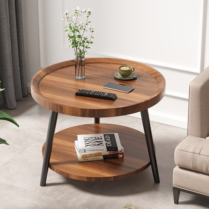Double layer Nordic simple coffee table, sofa side table, living room ...