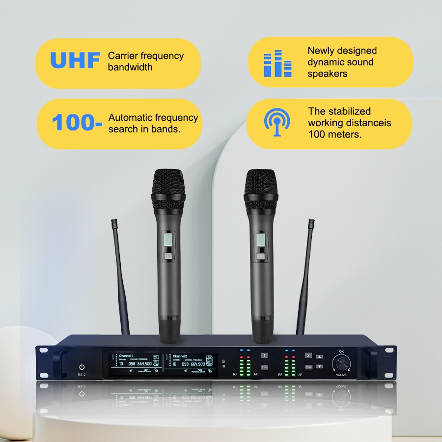 UHF Professional Wireless Microphone System For Speech Karaoke Party Stage Performance Singer ...