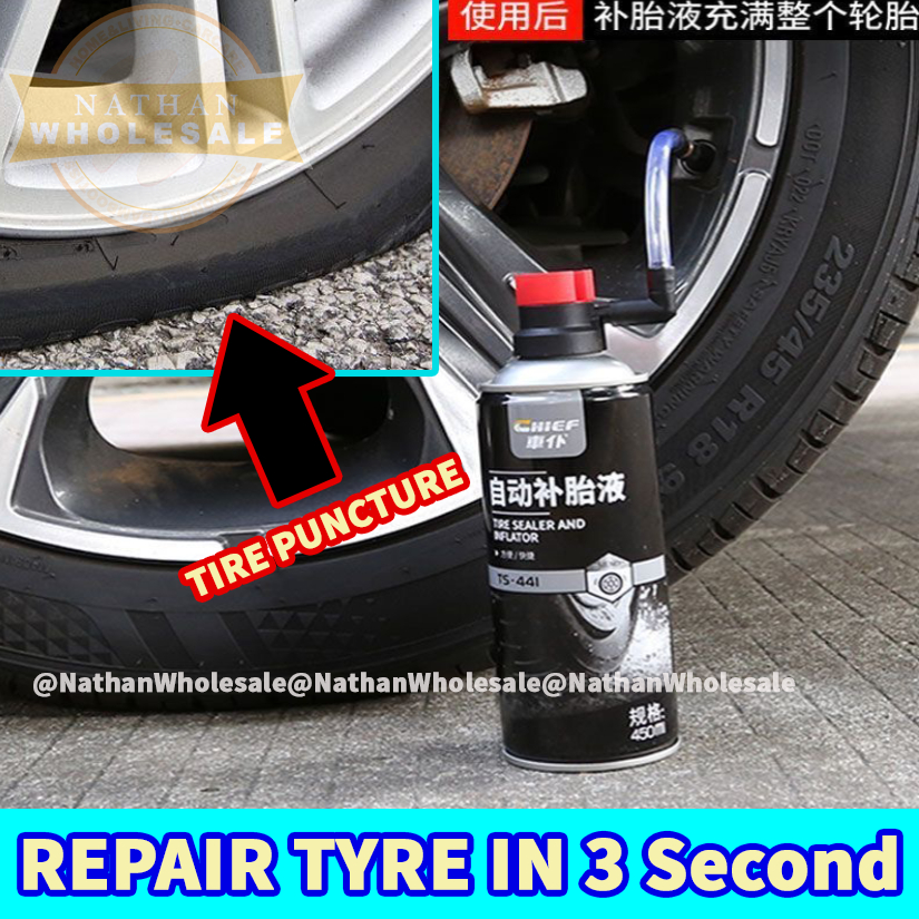 CHIEF Tyre Inflator Emergency Tyre Sealer Tyre Sealant Emergency Tyre Repair Kit 450ML 自动补胎剂 ...