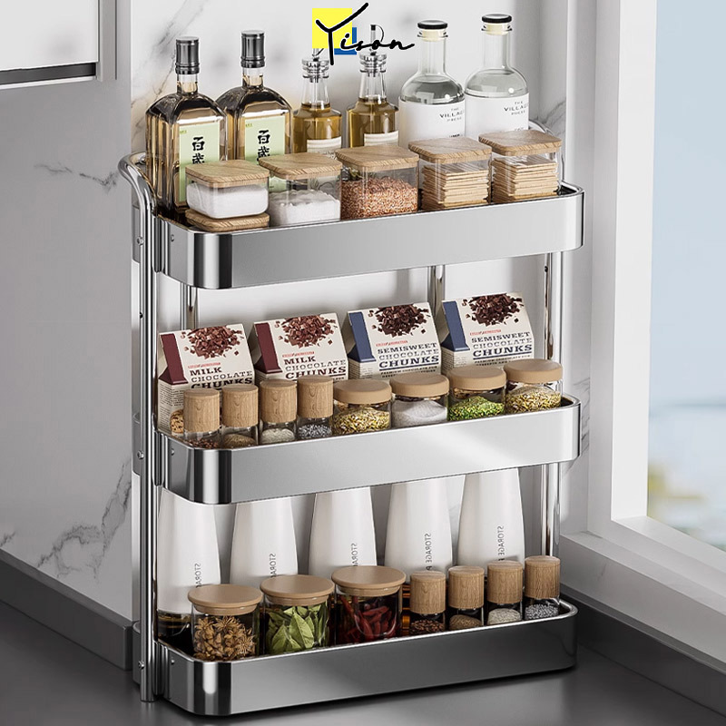 Stainless Steel Kitchen Rack Countertop Narrow Spice Rack Corner ...