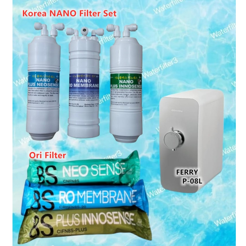 COWAY SET PENAPIS AIR 8" ORI FILTER & 8" OEM KOREA NANO RO FILTER 3 ...