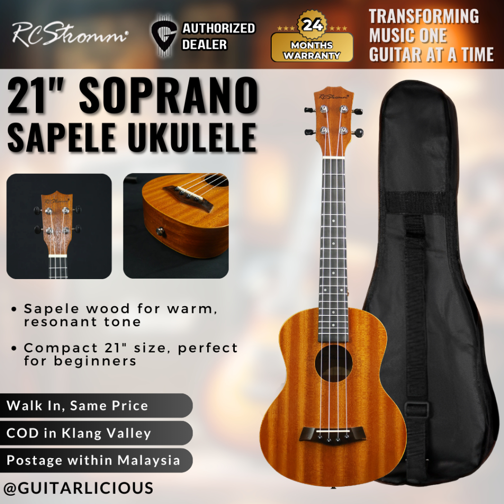21 inch Soprano Ukulele Sapele Wood KAPPA RCStromm Gamma Chelldee 4 ...