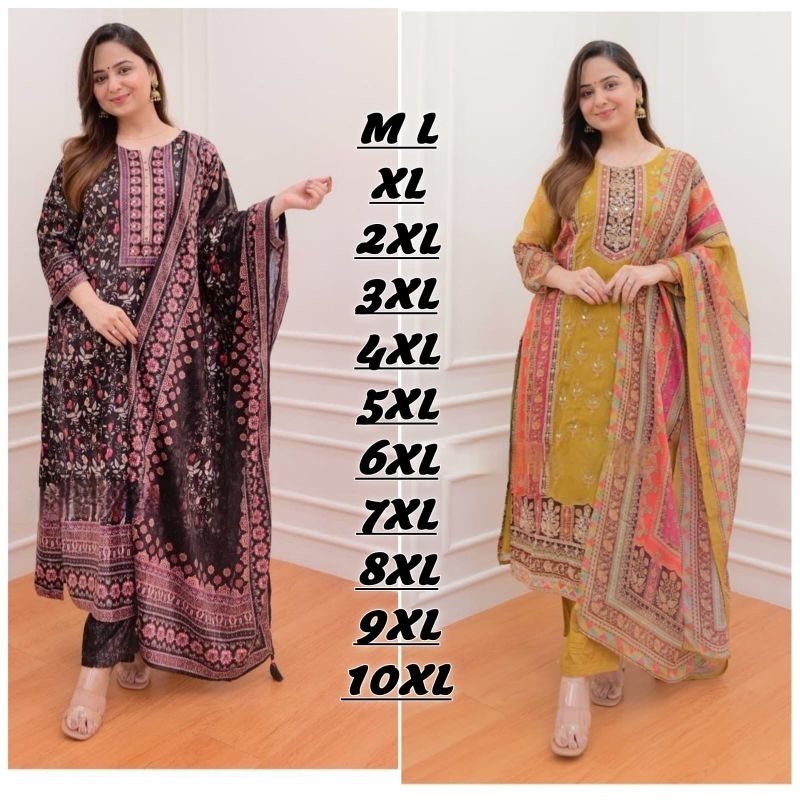 (M To 10XL) Plus Size Readymade Kurti /designer Party Wear Sequence Work Kurti Pant With Dupatta ...
