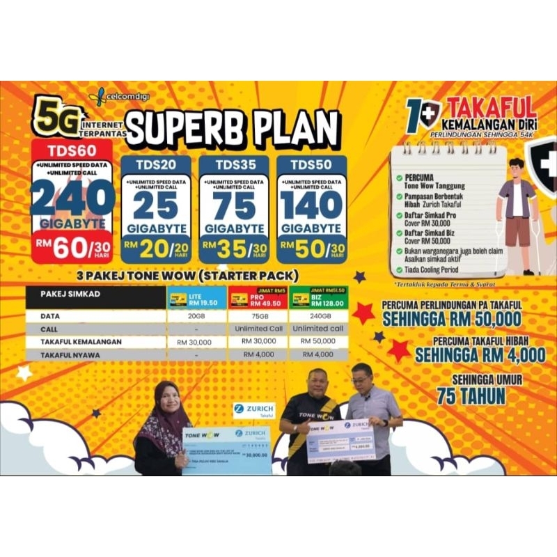 Simkad Tonewow 5G (Data+Call+Insurans+Buat Duit) | Shopee Malaysia