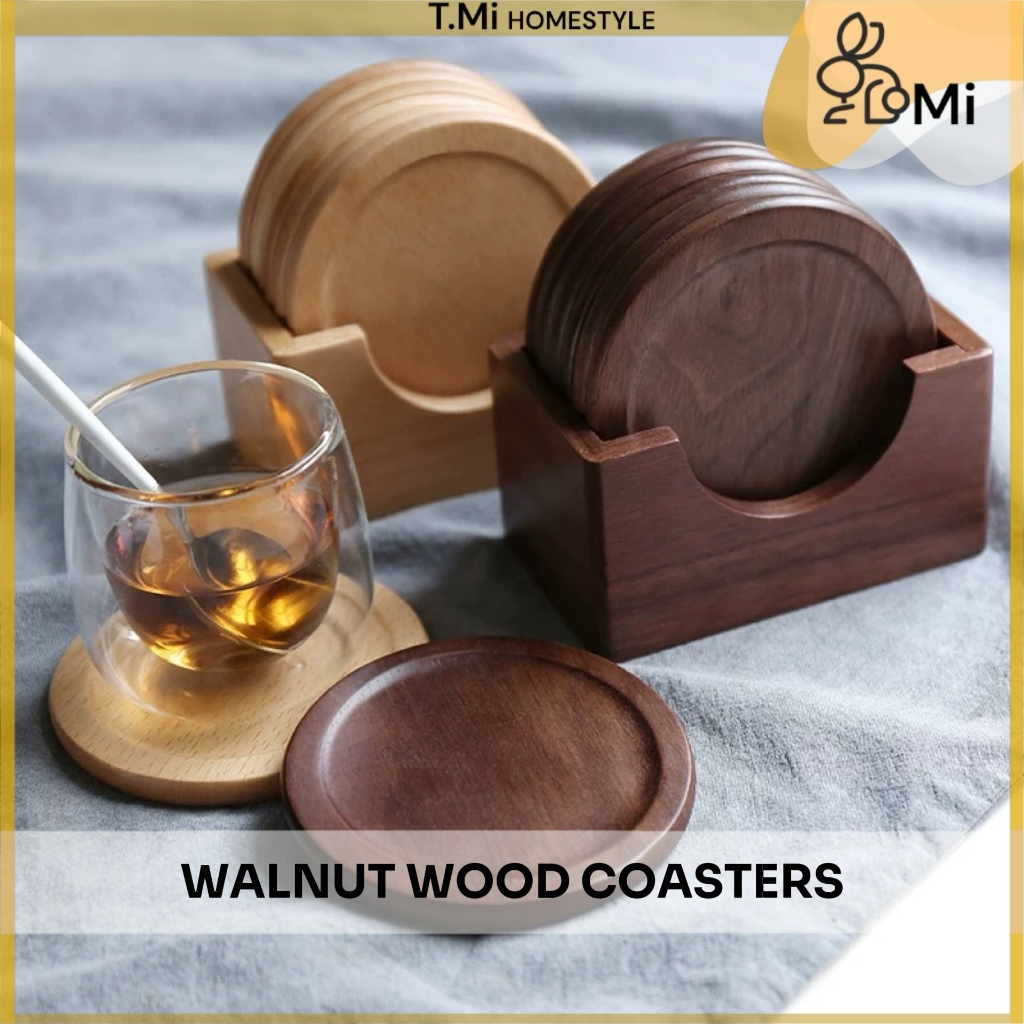 TMi Coasters Japanese Style Black Walnut Coaster Wooden Wood Tea ...