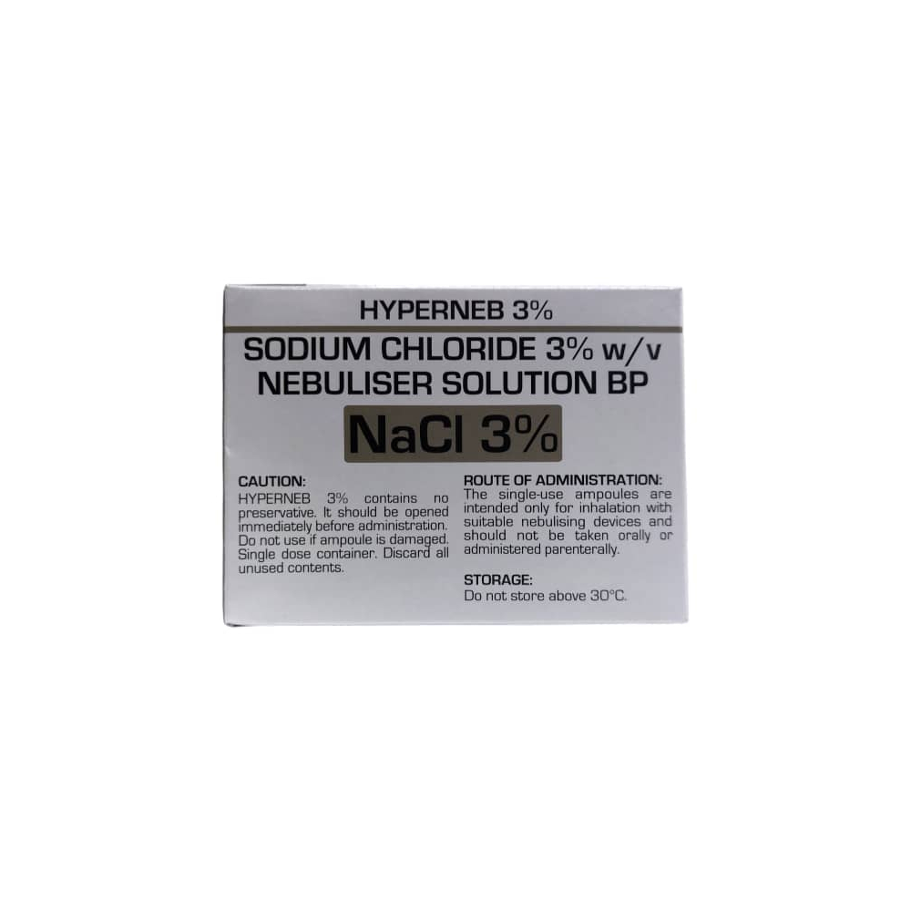 HYPERNEB 3% SODIM CHLORIDE NEBULISER SOLUTION BP NACL 3% 4ML 1 AMPOULE ...