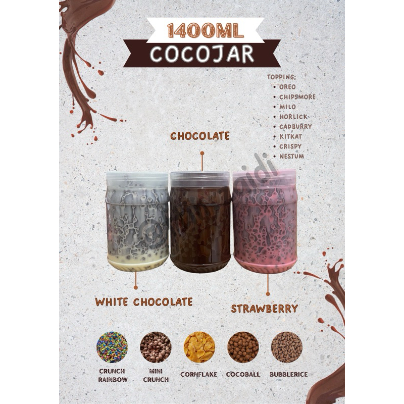 [Saiz 1400ml] chocojar coklat pekat dan crunchy homemade | Shopee Malaysia