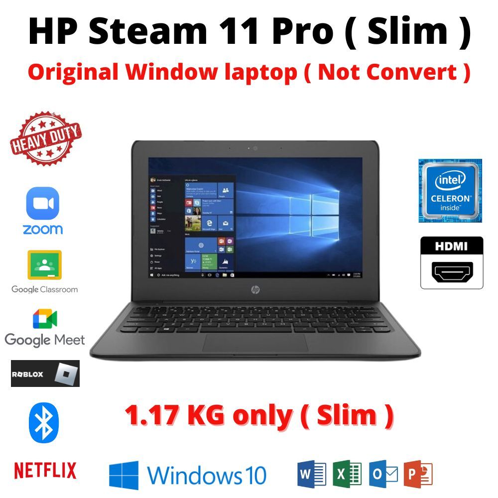 HP STEAM PRO 11 ORIGINAL Window 10 Laptop Intel Celeron 4GB Ram 64GB ...