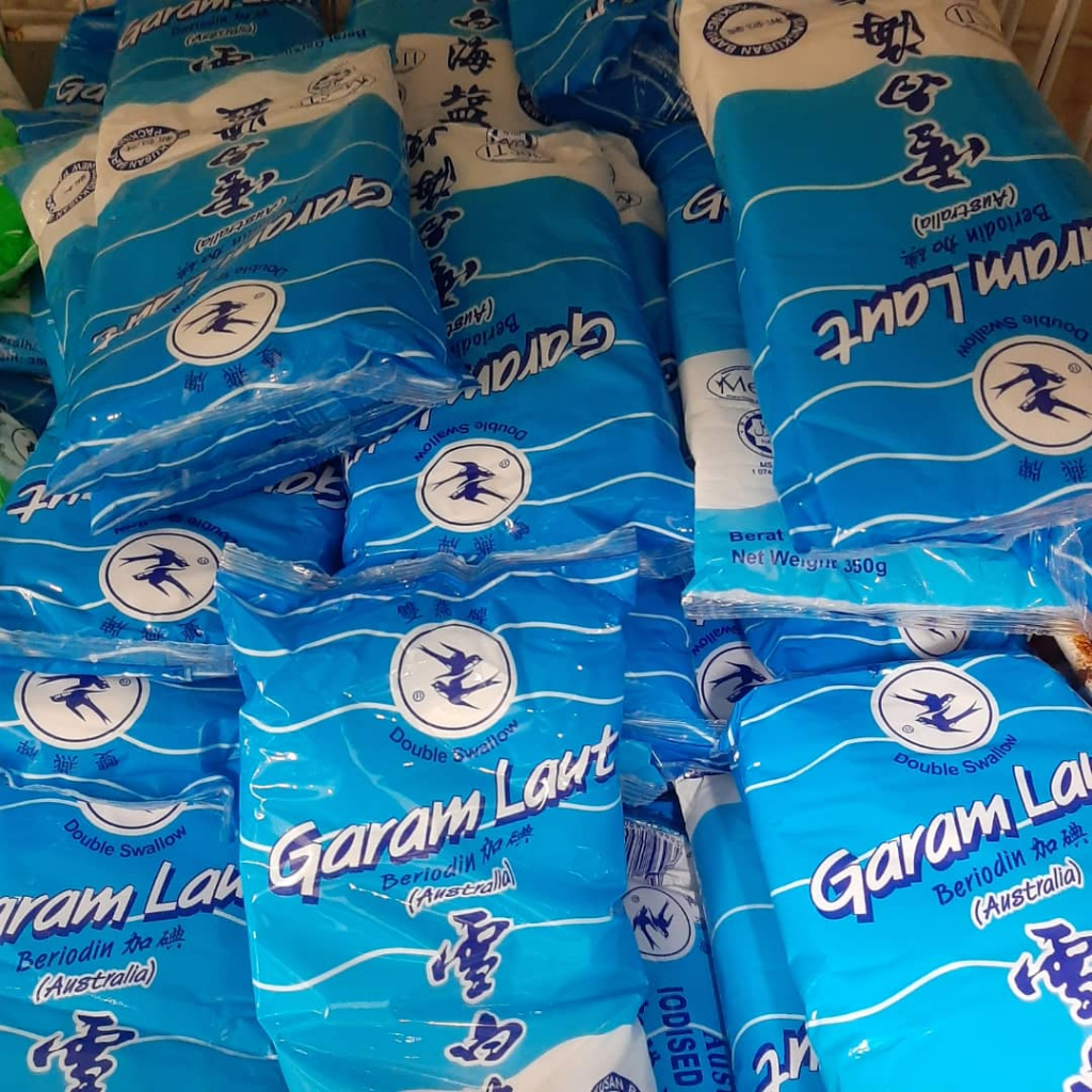 GARAM LAUT double swallow garam putih beriodin (BIRU) 350g | Shopee ...