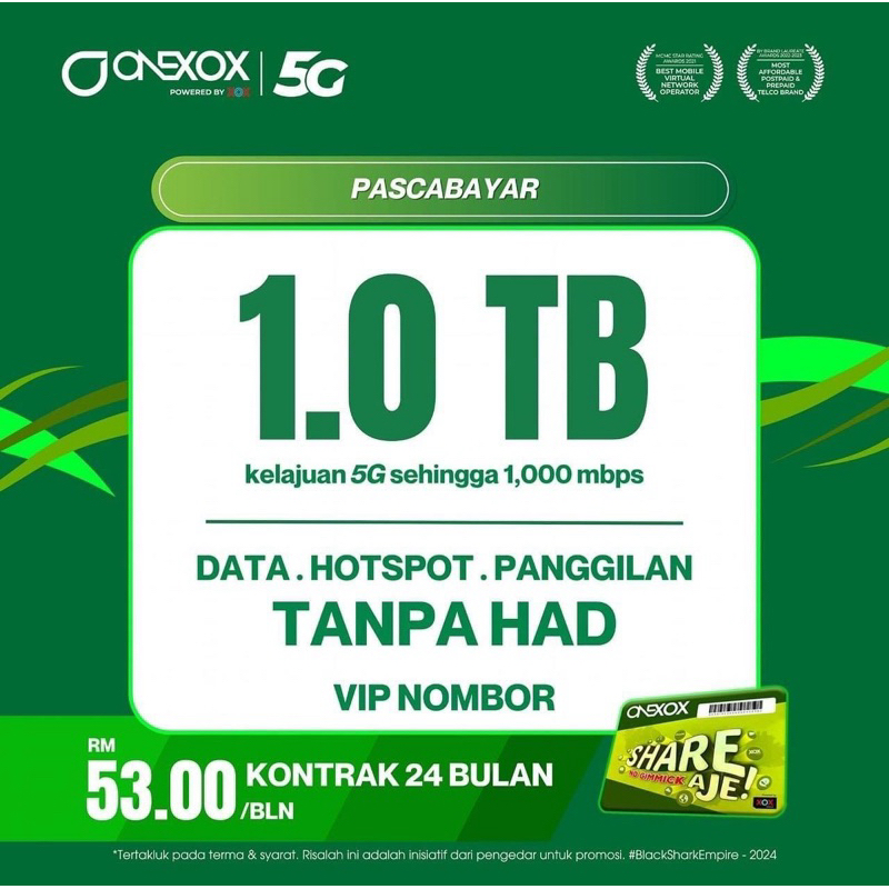 ONEXOX 5G (PASCABAYAR) | Shopee Malaysia