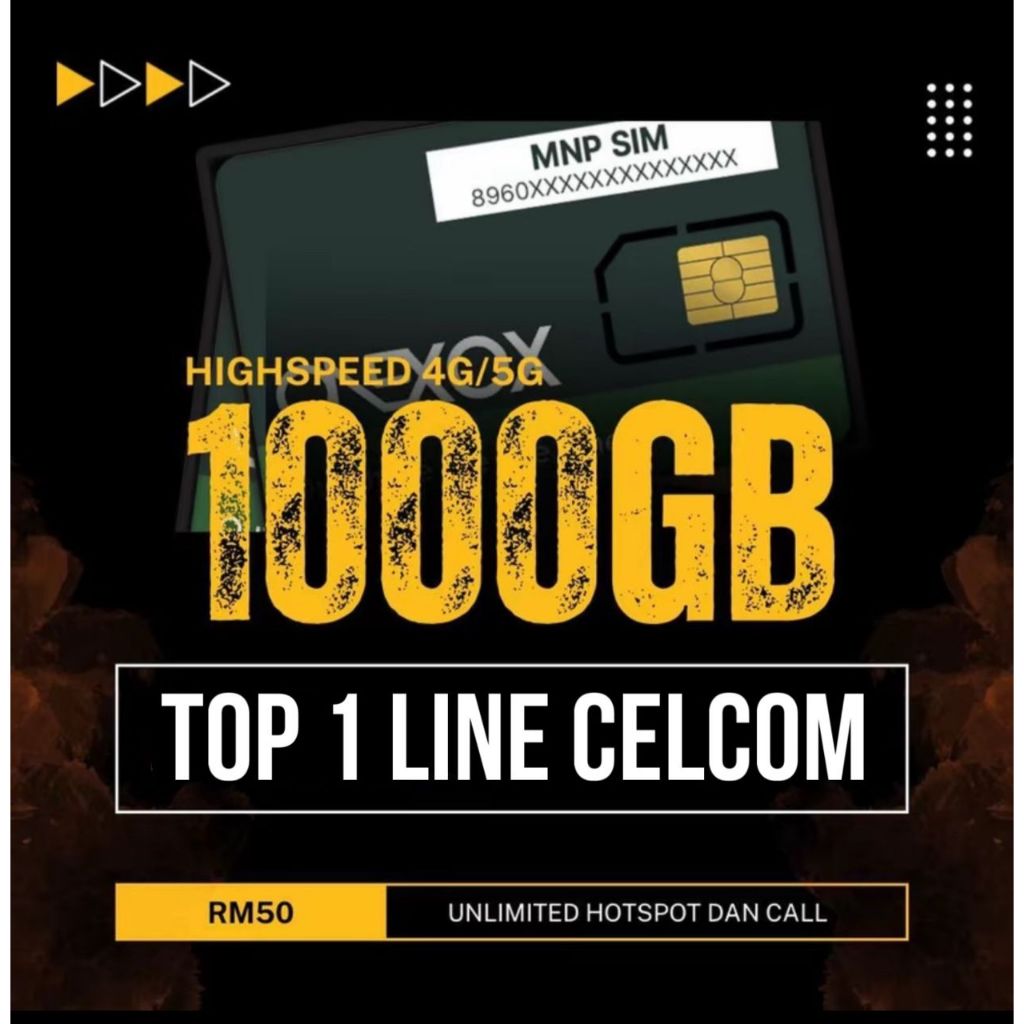 (NOMBOR BARU) NO 1 LINE CELCOM XOX POSTPAID B50 | 1000GB RM50 ...
