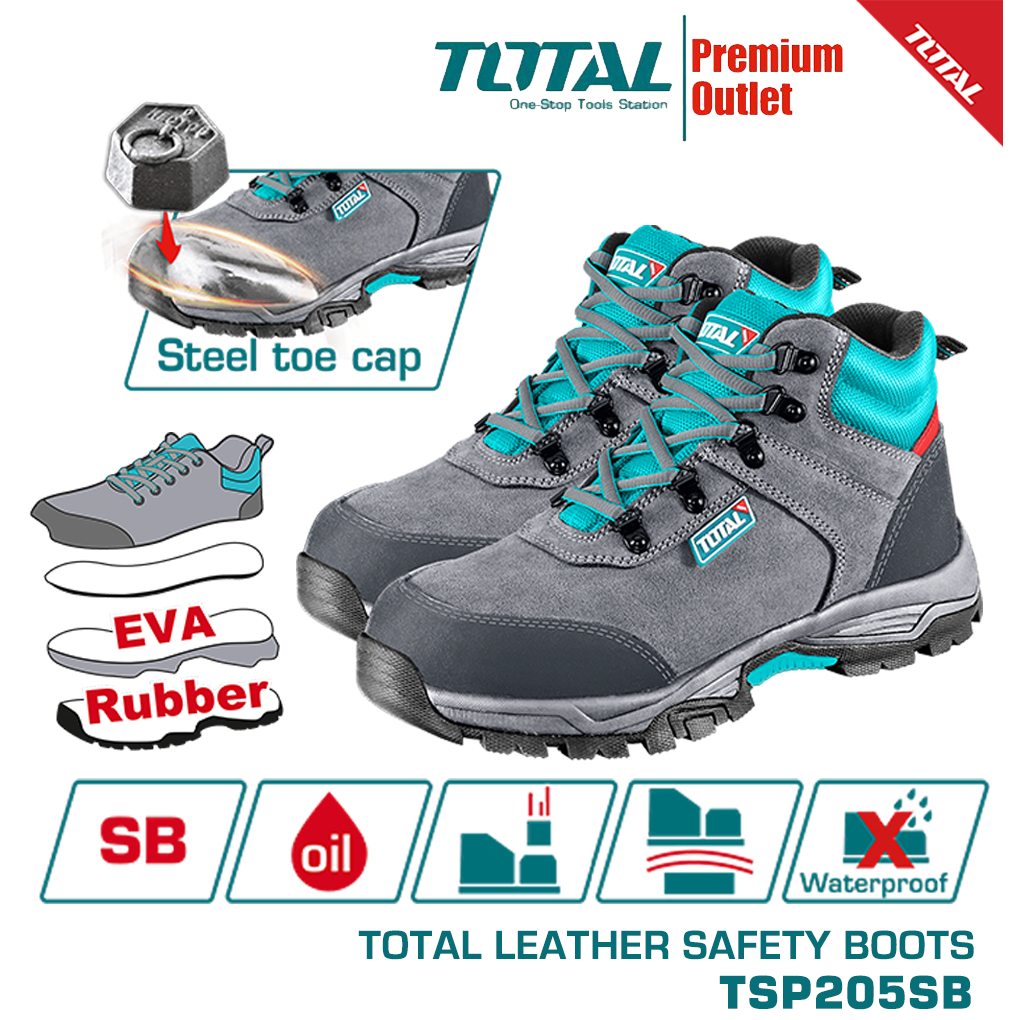 TOTAL LEATHER SAFETY SHOES WITH STEEL TOE CAP - TSP205SB | Shopee Malaysia