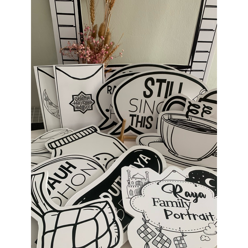 Props raya foamboard photobooth studio jamuan raya 12pcs A4 size ...