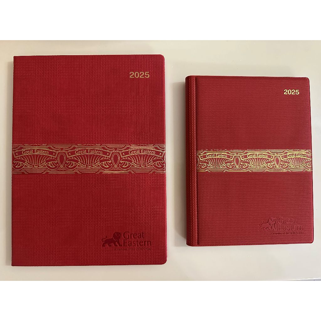 [BN] Great Eastern 2025 Red gold hard cover calendar diary / notebook ...