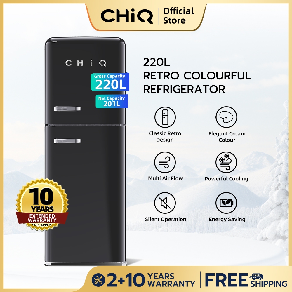 CHiQ 220L Retro Colorful No-Frost Refrigerator Multi Air Flow/Powerful ...