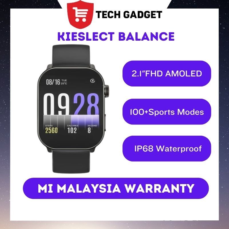 Kieslect Balancs Smart watch | 2.1" Curved AMOLED Display | SpO2 & Heart Rate Monitoring ...