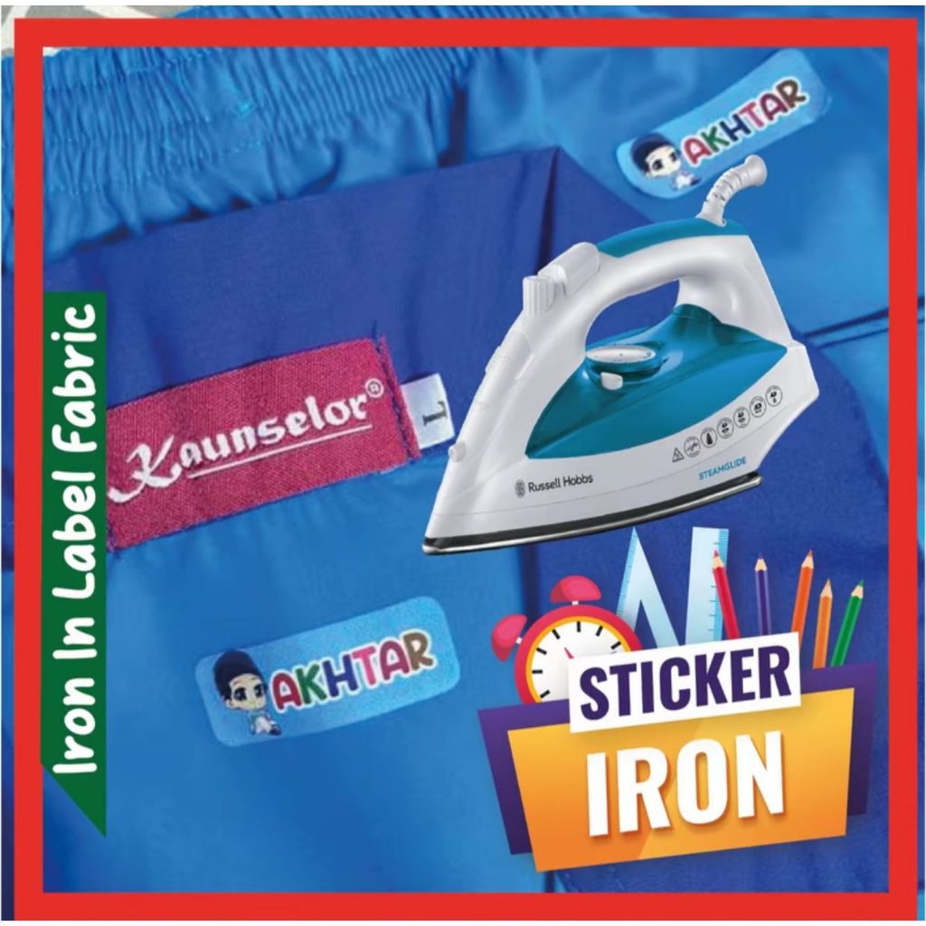 60pcs Sticker Iron On Label, Pelekat Nama Baju,Iron on patch,Nama Baju ...