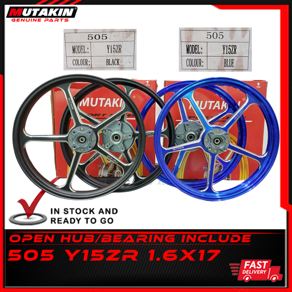 SPORT RIM MUTAKIN 5 BATANG OPEN HUB FULL CHOP Y15ZR HITAM BIRU FG505 5L ...