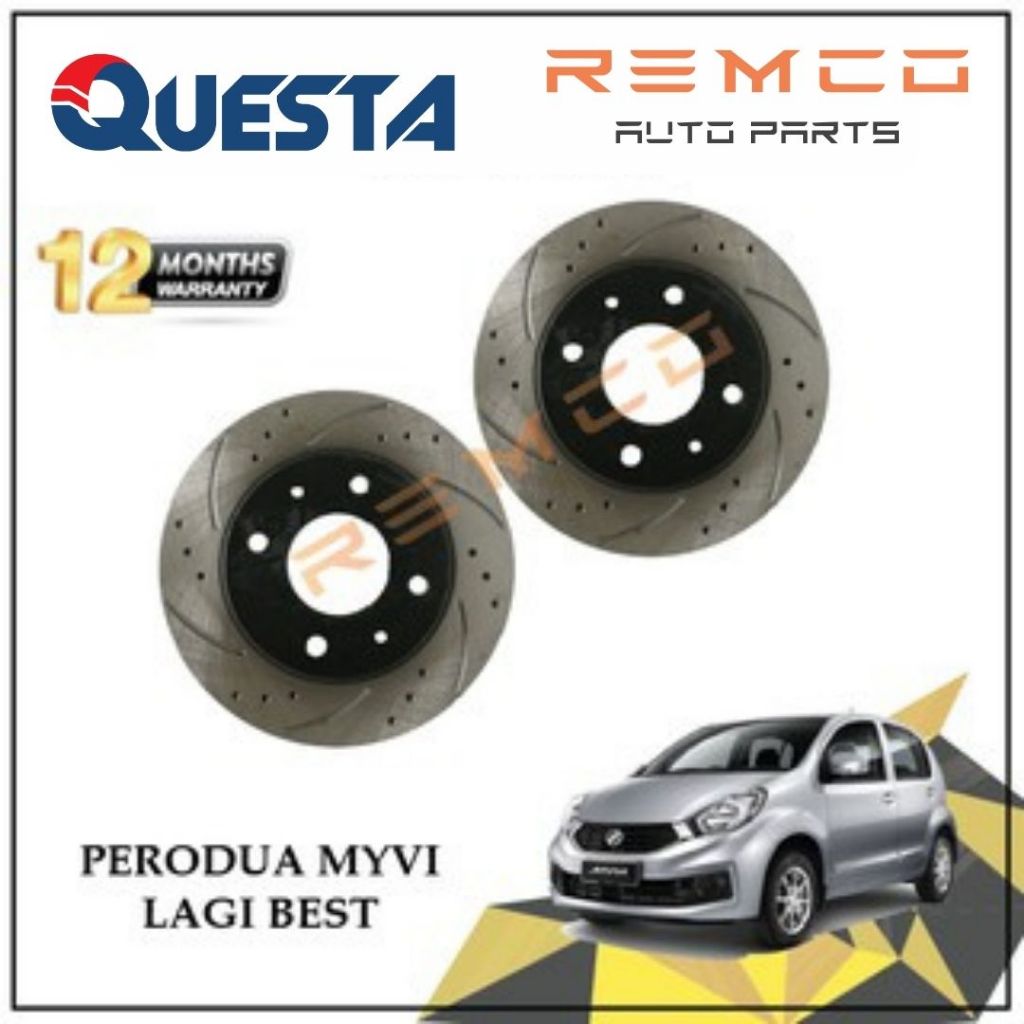 Perodua Myvi Lagi Best/Axia/Bezza Questa Front Brake Disc Rotor (COATED ...