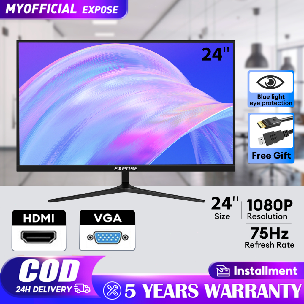 Monitor 24 Inch Monitor PC 22 Inch 1080P Gaming Monitor 75Hz PS4/PS5 ...
