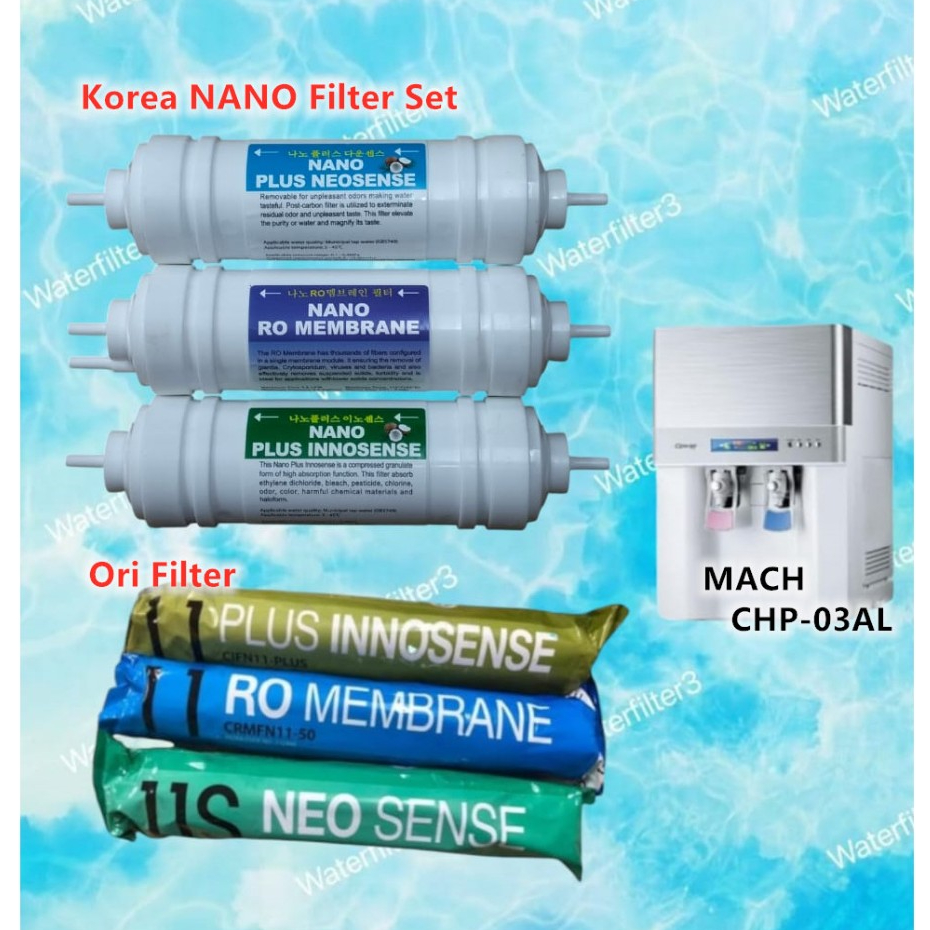 Coway 11 Ori Filter & 11 OEM Korea NANO RO Filter for Mach CHP-03AL ...