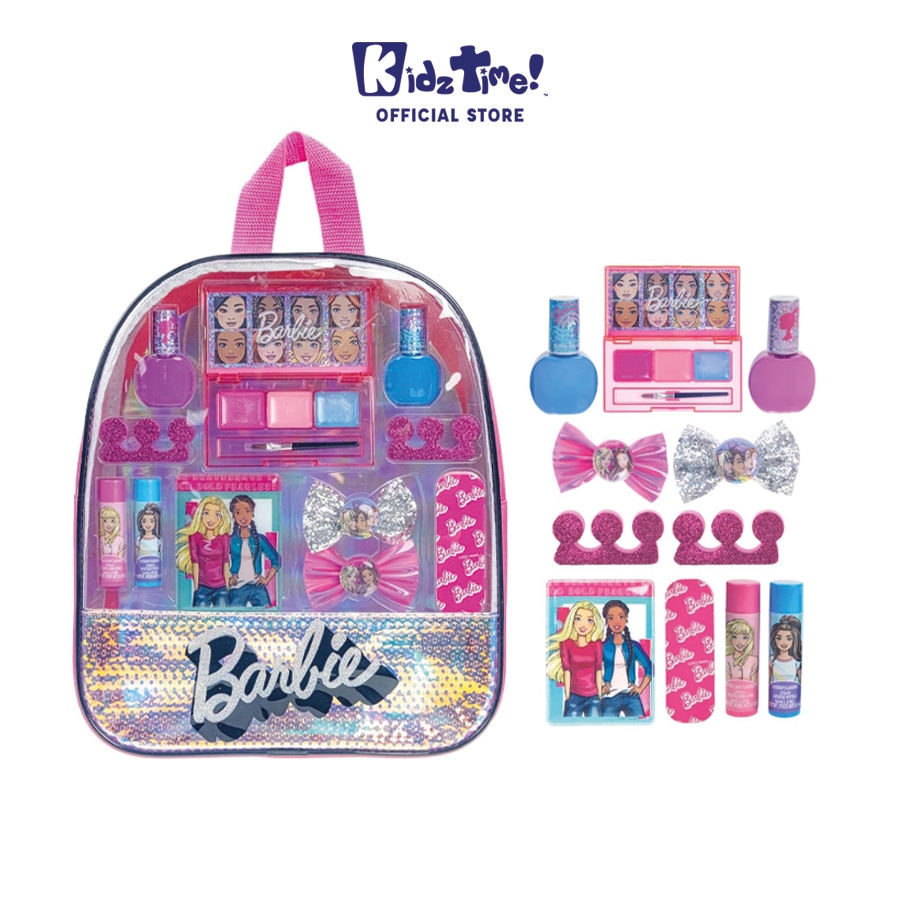Kidztime x Barbie 15 Pcs Makeup Filled Backpack Cosmetic Gift Set with ...