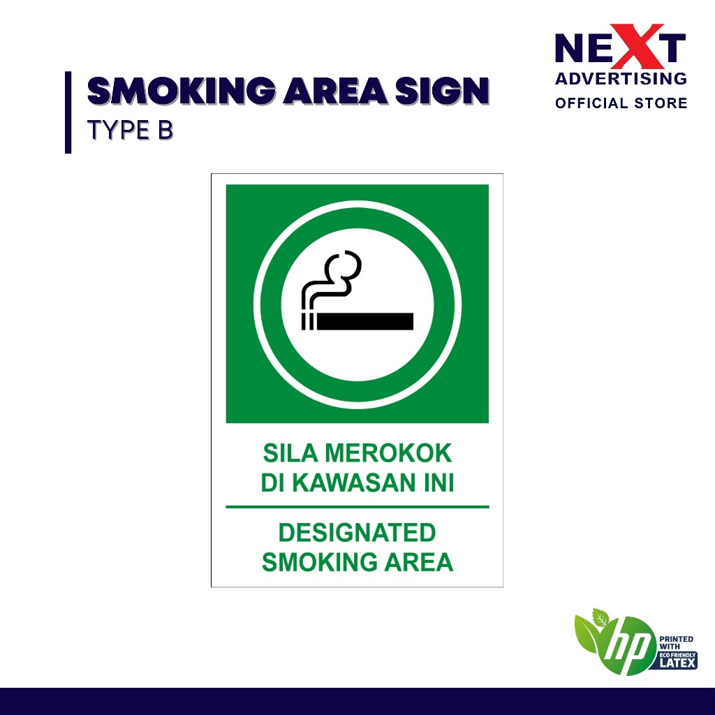 Designated Smoking Area Signage | Papan Tanda Kawasan Merokok | Zon ...
